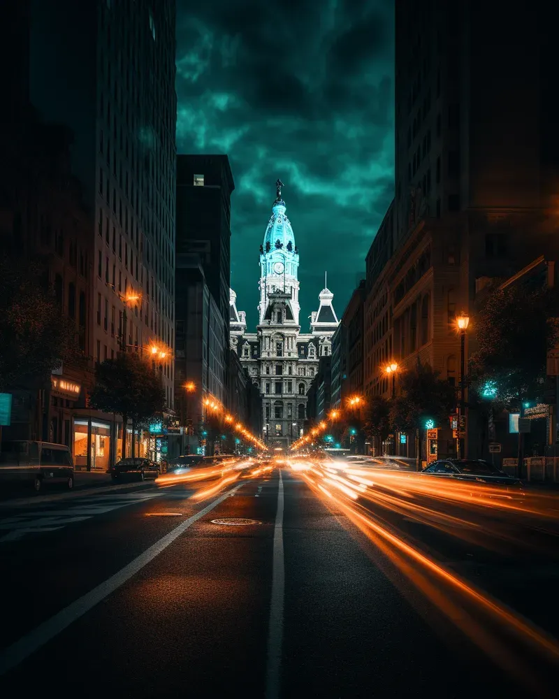 Downtown City Nighttime Photography Midjourney Prompt | PromptBase