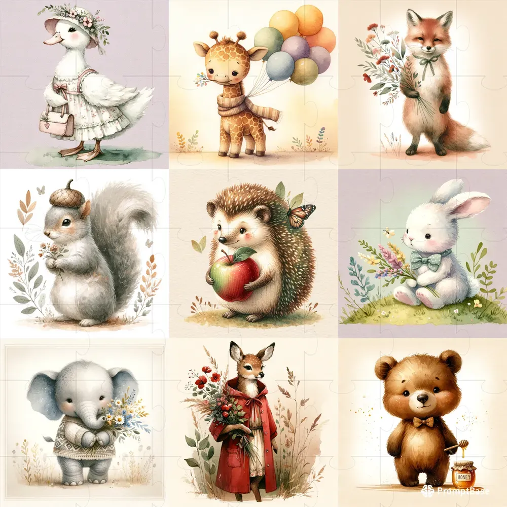 Whimsical Watercolor Animals DALL·E Prompt | PromptBase