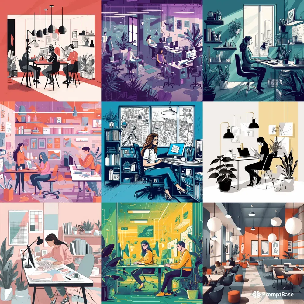 Aesthetic Working Illustrations Midjourney Prompt | PromptBase