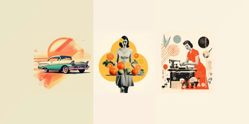 Risograph Collage Poster Art Midjourney Prompt | PromptBase