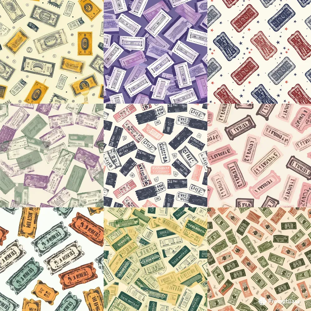 Vintage Tickets Seamless Patterns Midjourney Prompt | PromptBase