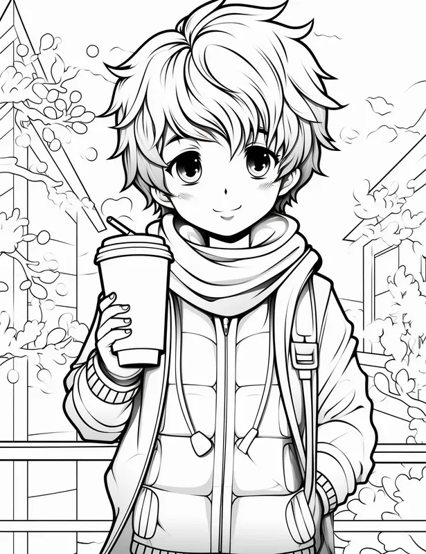 Cute Manga Anime Coloring Book Artworks Midjourney Prompt | PromptBase