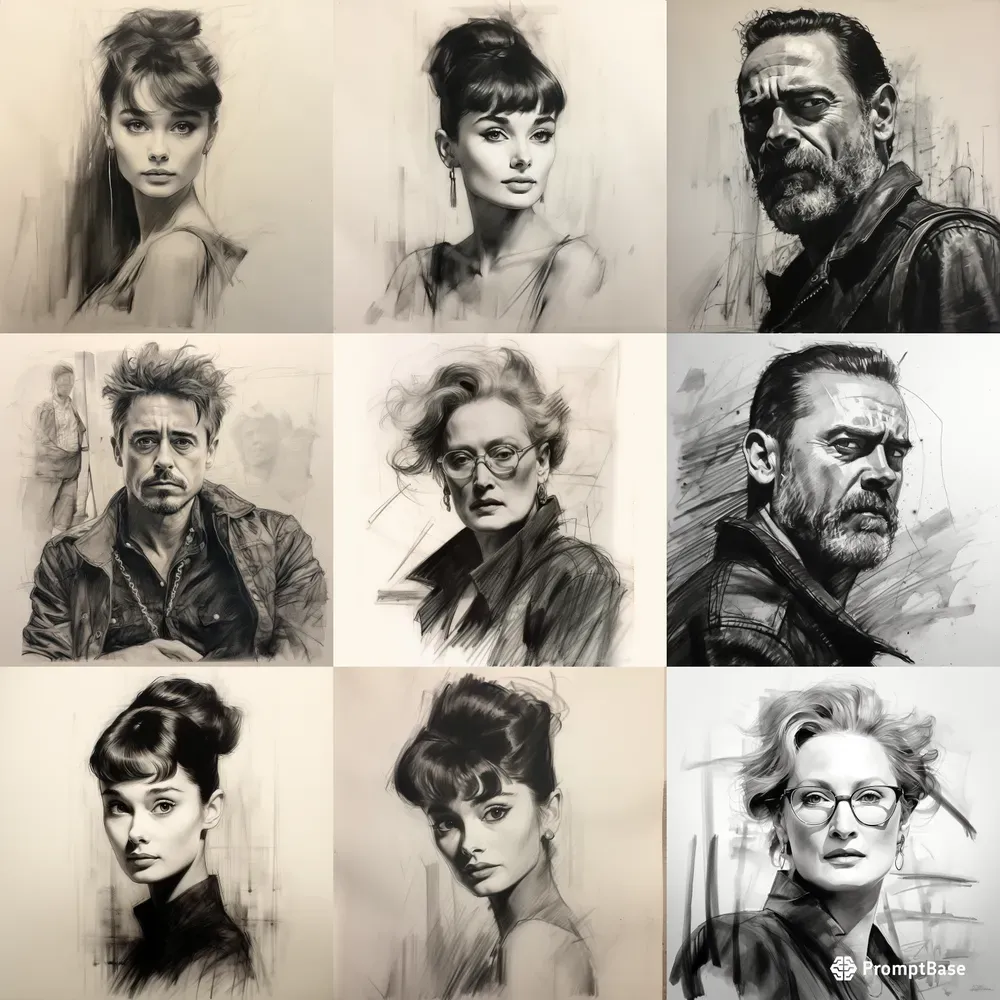 Rough Sketched Portraits Midjourney Prompt | PromptBase