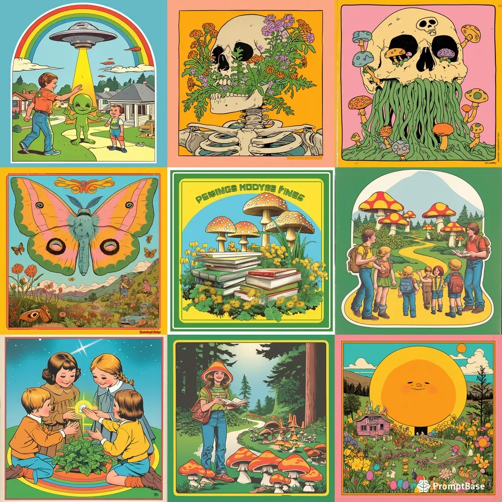 Retro 70s Childrens Art Midjourney Prompt | PromptBase