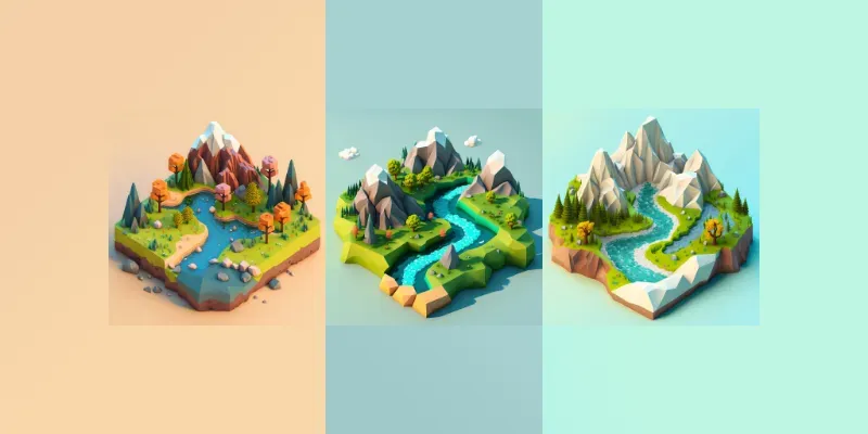 Low Poly Isometric Landscapes Midjourney Prompt | PromptBase