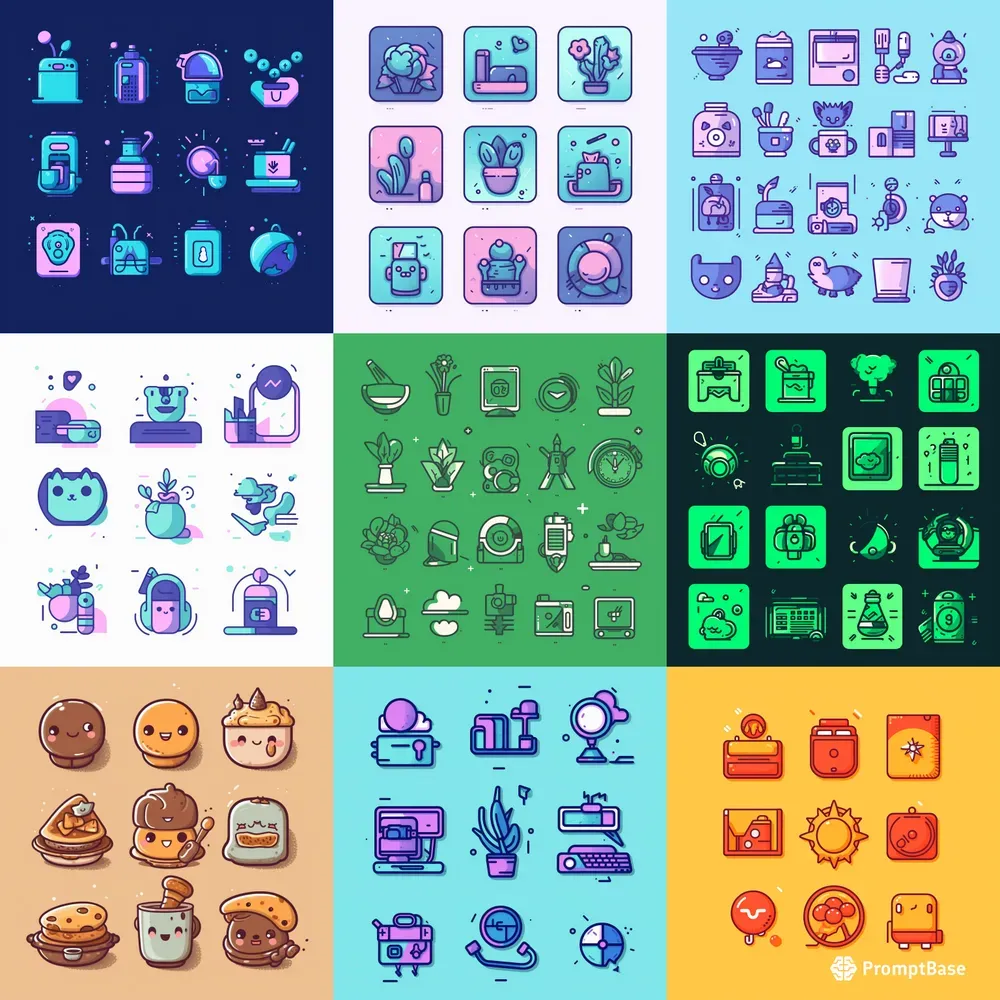 Perfect Cute Website Icons Midjourney Prompt | PromptBase