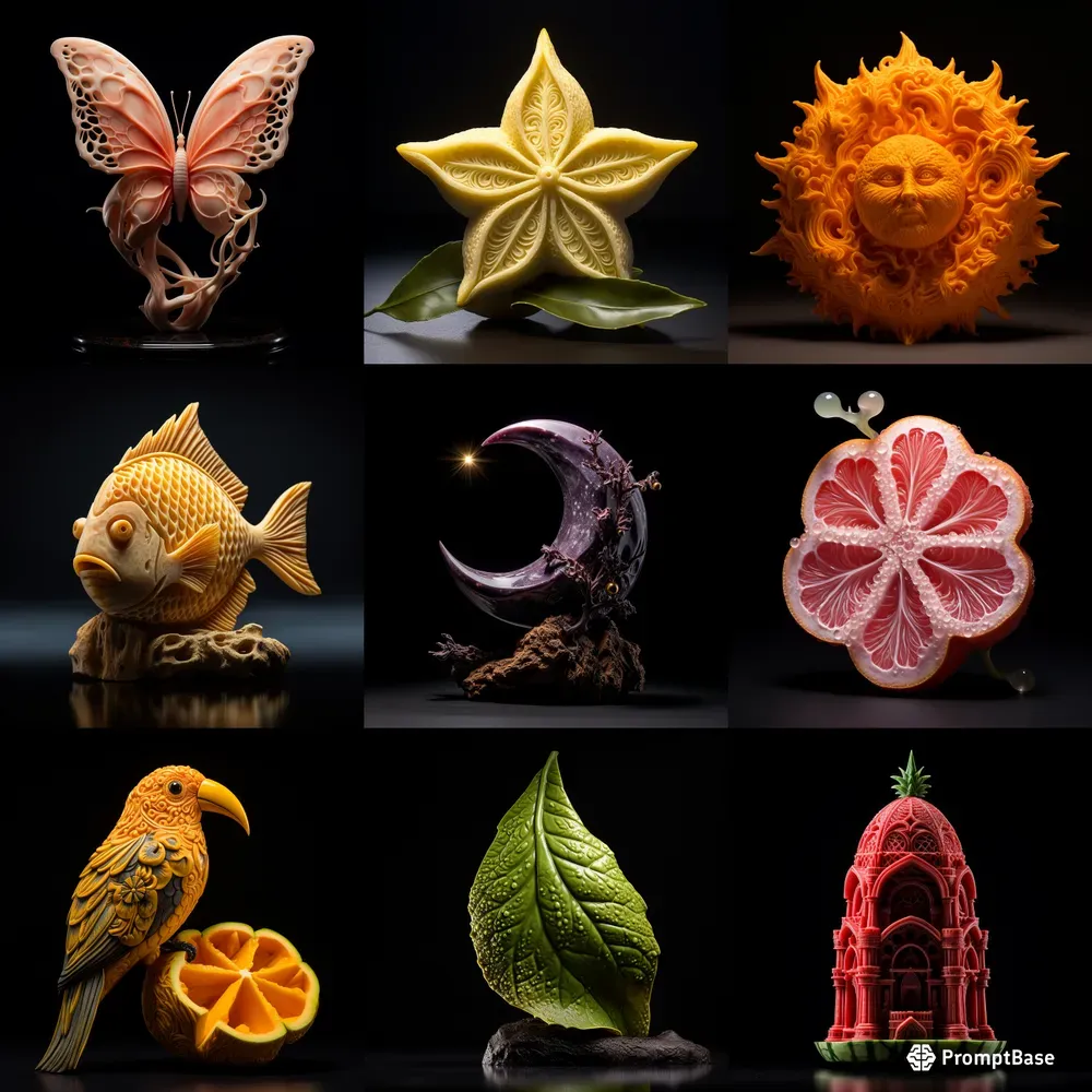 Sculptures Made From Fruits Midjourney Prompt | PromptBase