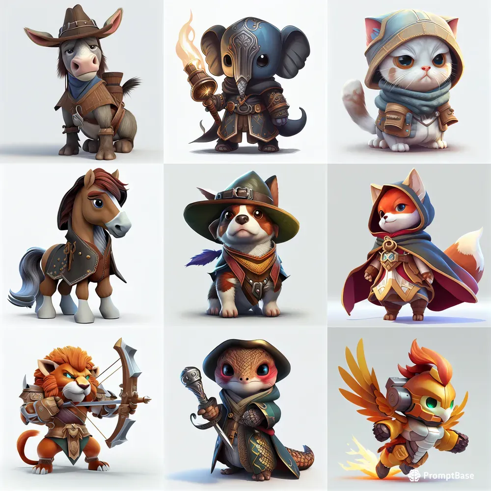 RPG Animal Characters Midjourney Prompt | PromptBase