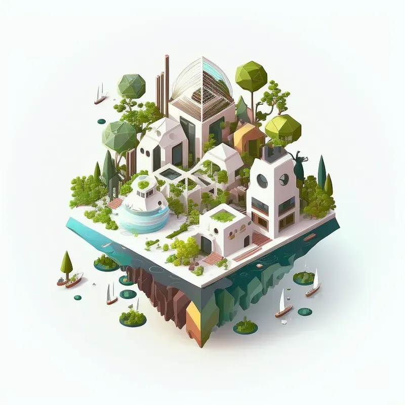 Minimalist Isometric Cities Midjourney Prompt | PromptBase