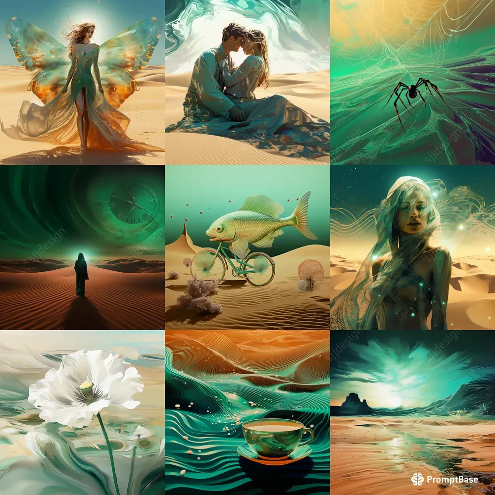 Emerald Mirage Art Midjourney Prompt | PromptBase