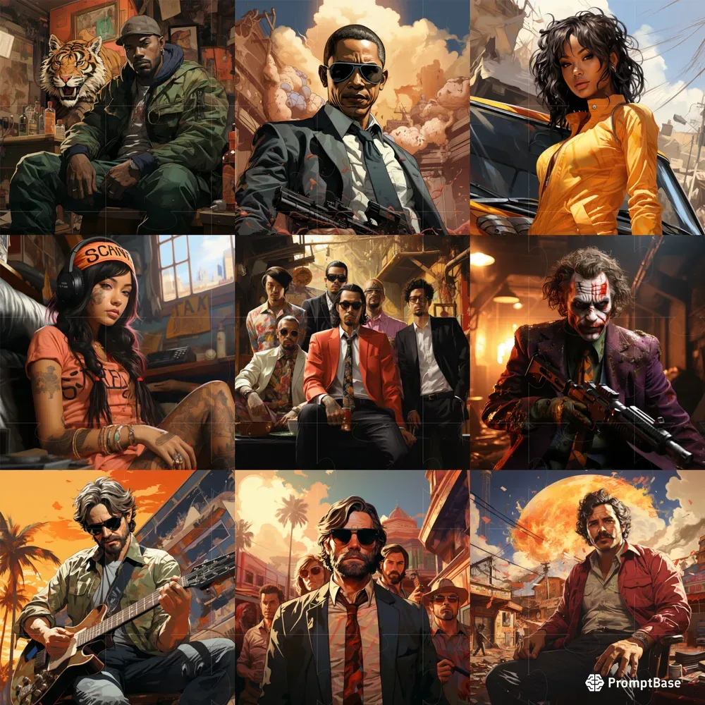 Grand Theft Auto Illustrations Midjourney Prompt | PromptBase