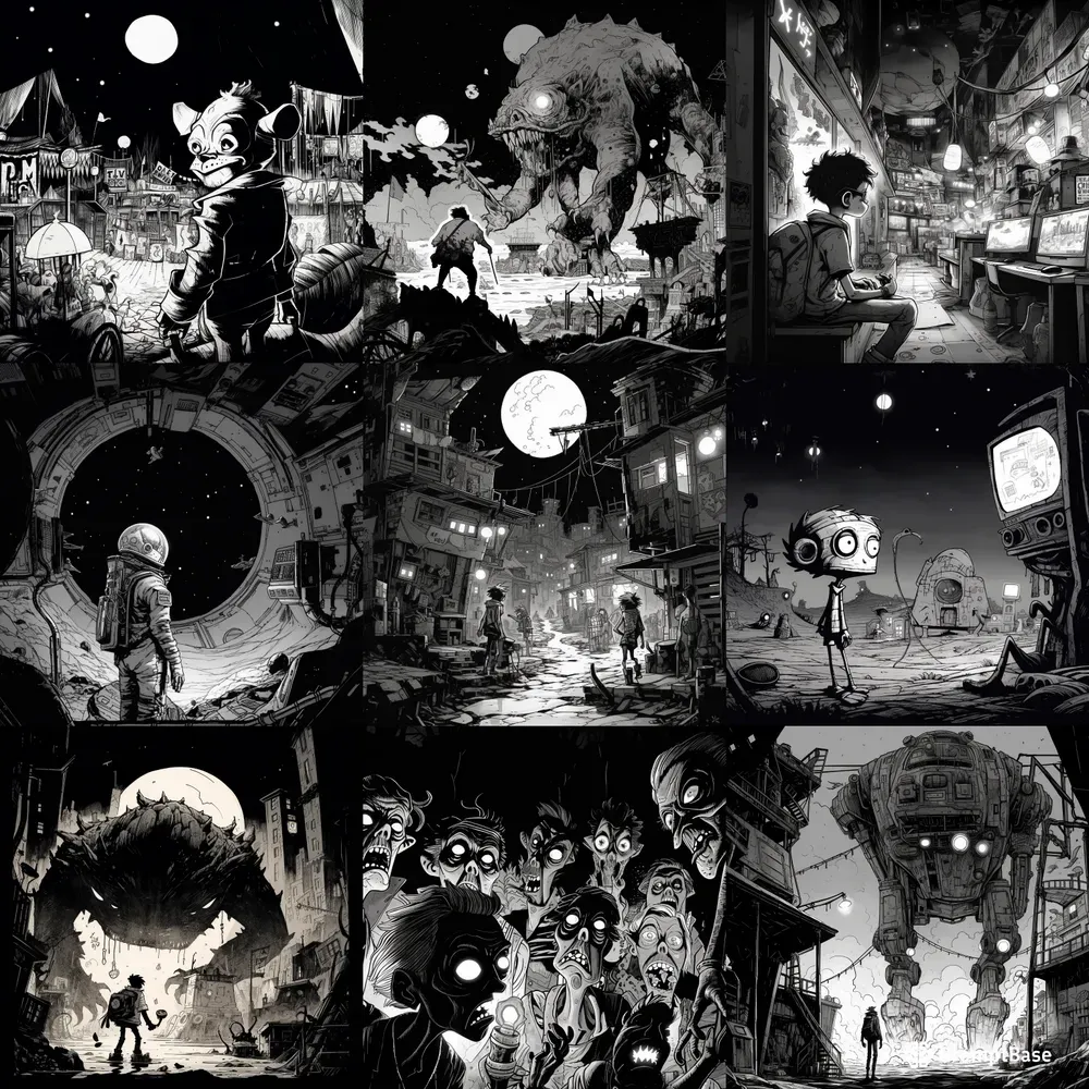 Ink Drenched Nightmare Noir Comics Midjourney Prompt | PromptBase