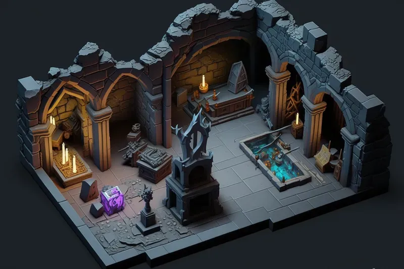 3D - Isometric Fantasy Settings Midjourney Prompt | PromptBase