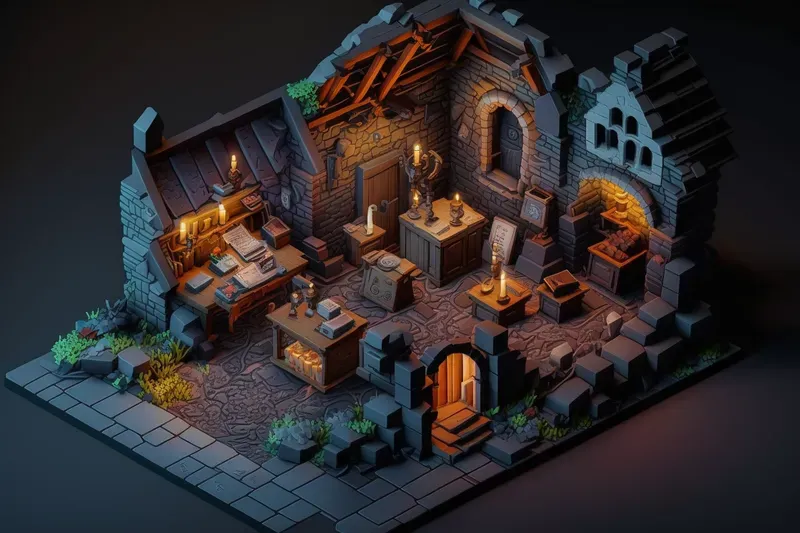 3D - Isometric Fantasy Settings Midjourney Prompt | PromptBase