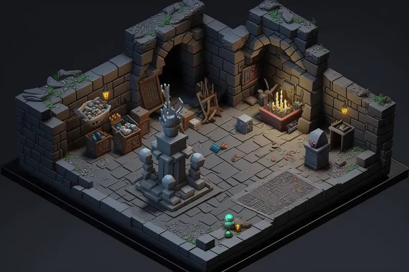 3D - Isometric Fantasy Settings Midjourney Prompt | PromptBase