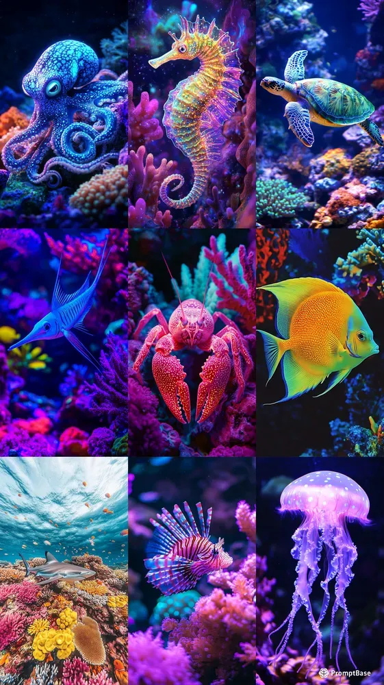 Bioluminescent Marine Life Portraits Midjourney Prompt | PromptBase