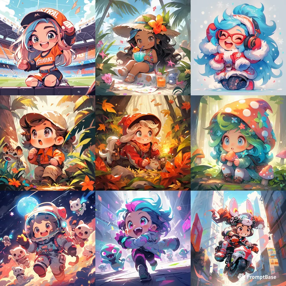 Playful Chibi Character Designs Midjourney Prompt | PromptBase