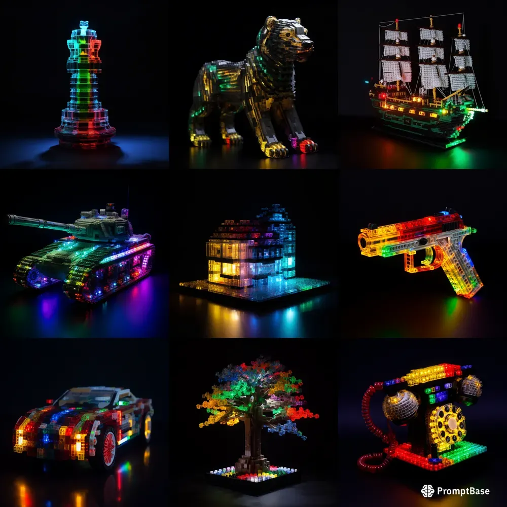 Lego Led Neons Midjourney Prompt | PromptBase