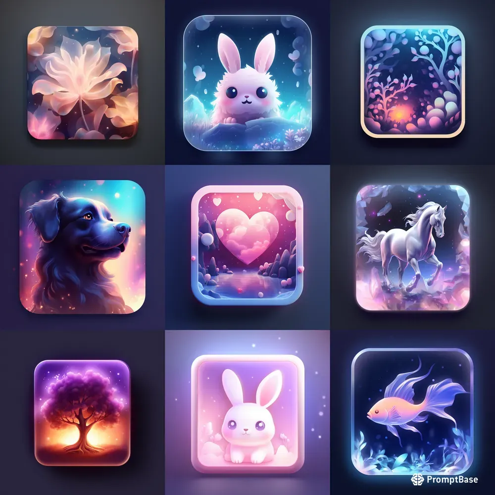 Dreamy App Icon Designs Midjourney Prompt | PromptBase