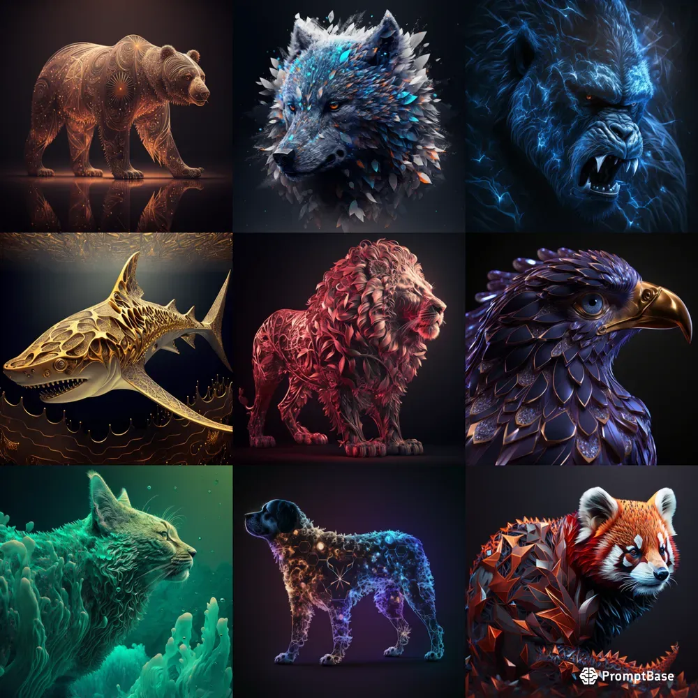 Fractal Animals Clip Art Midjourney Prompt | PromptBase
