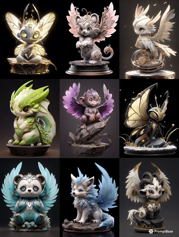 Chibi Dreamscape Kung Fu Wings Porcelains Midjourney Prompt | PromptBase