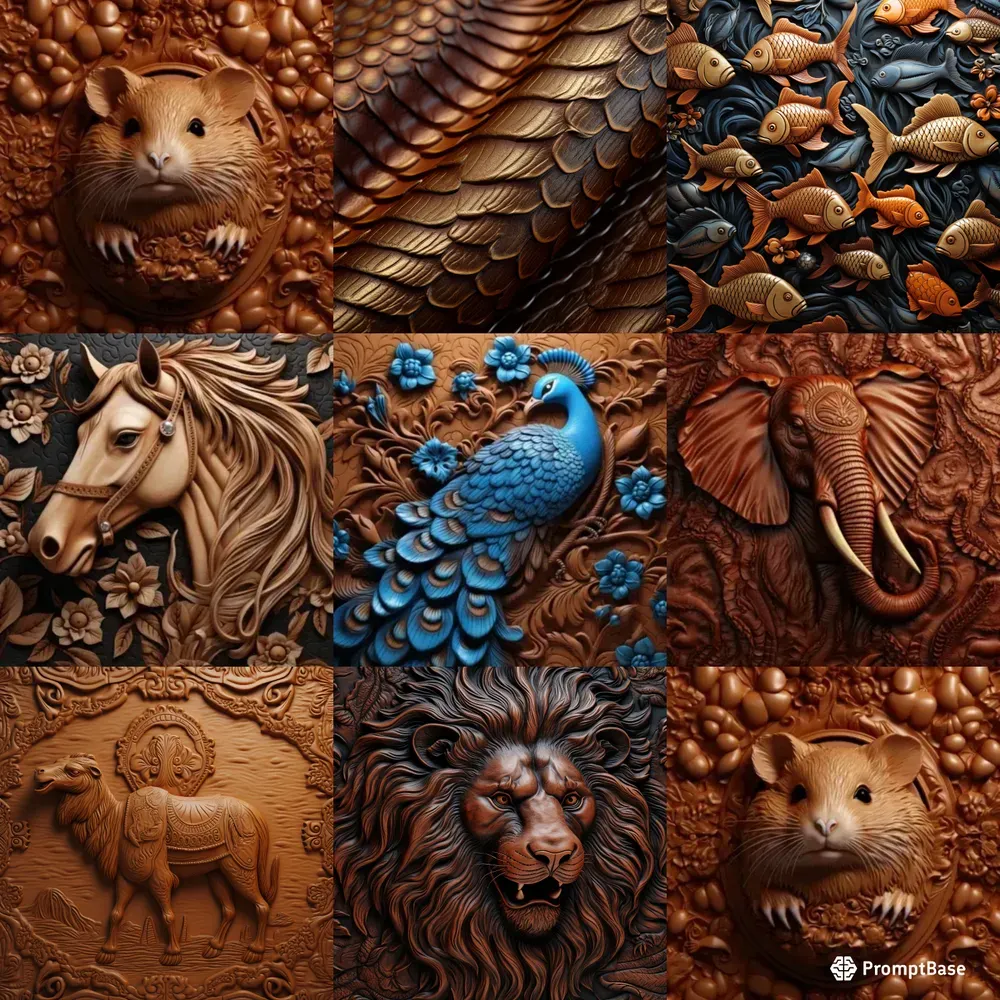 3D Embossed Leather Wallpapers Midjourney Prompt | PromptBase