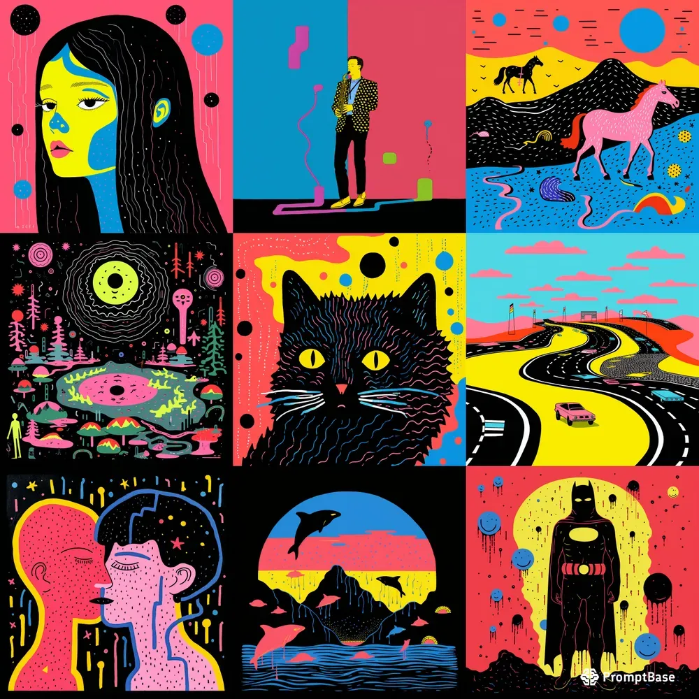 Bold Vibrant Graphical Posters Midjourney Prompt | PromptBase