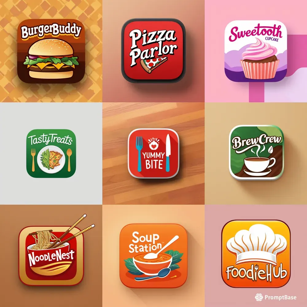 Food App Icon Designs With Names Leonardo Ai Prompt | PromptBase