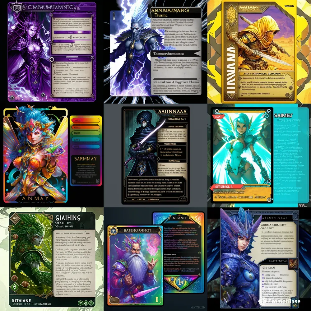Anime Magical Fantasy Trading Cards Midjourney Prompt | PromptBase