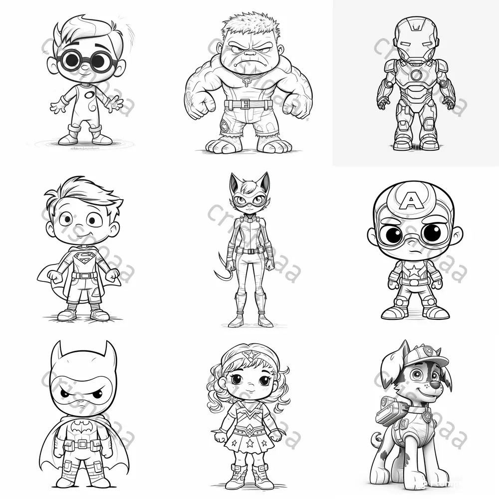 Super Heroes Colouring Pages Midjourney Prompt | PromptBase