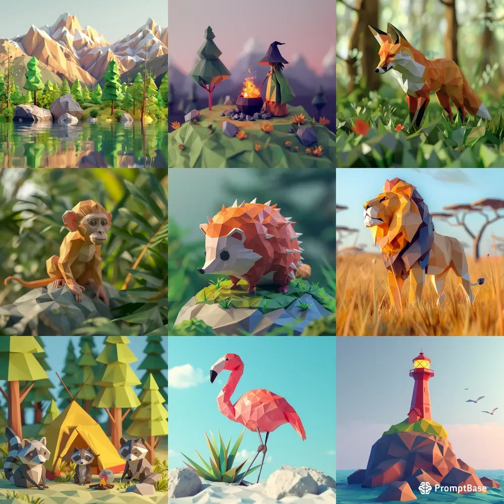 Charming Low Poly Scenes Midjourney Prompt | PromptBase