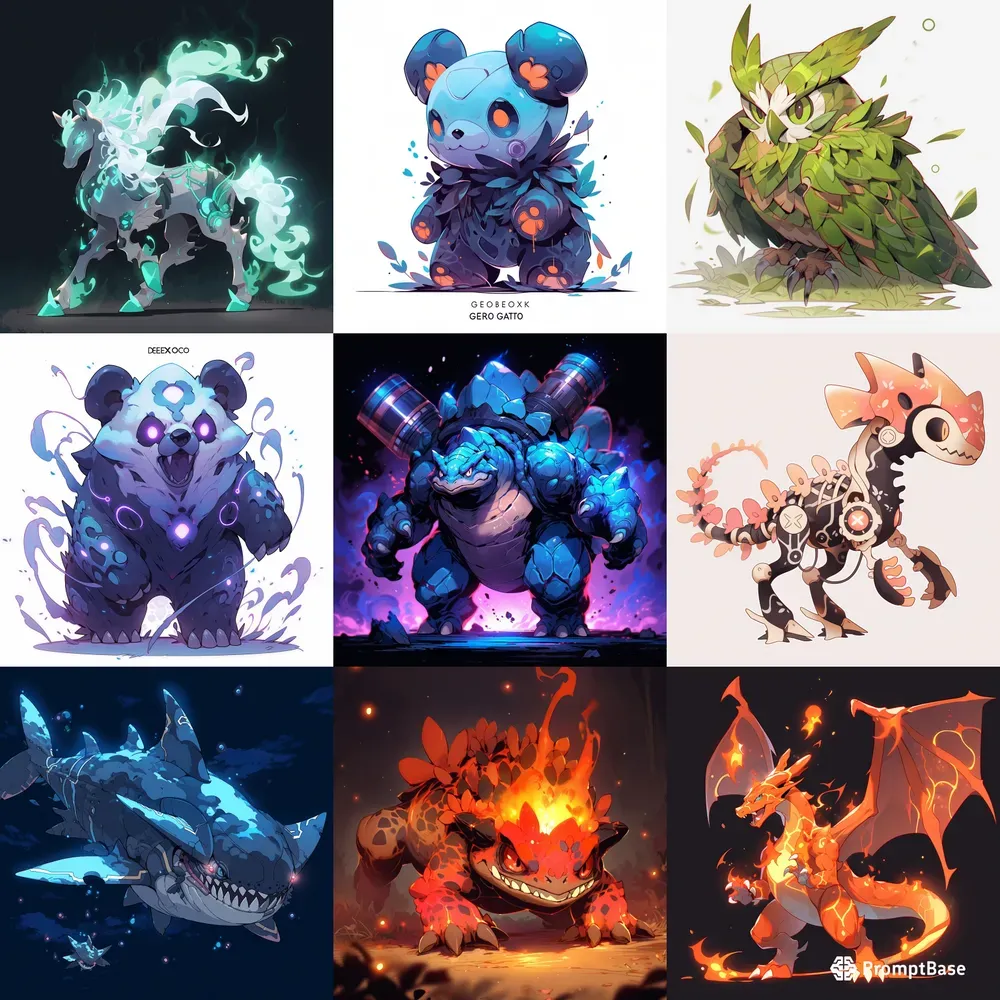 Epic New Pokemon Designs Midjourney Prompt | PromptBase