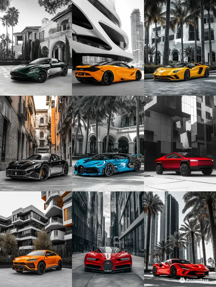 Super Cars Monochromatic Photographs Midjourney Prompt | PromptBase
