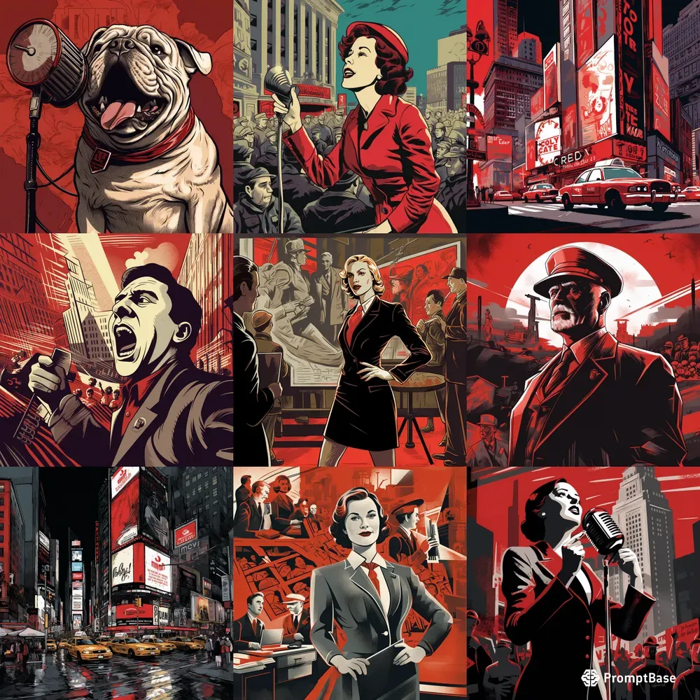 Propaganda Art Style Illustrations Midjourney Prompt | PromptBase