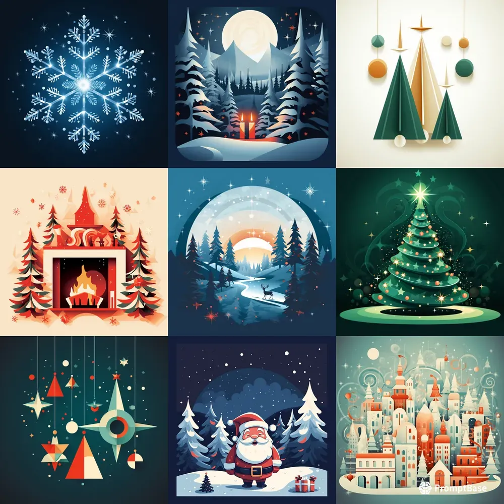 Modern Minimalistic Christmas Vector Art Midjourney Prompt | PromptBase