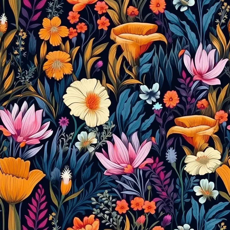 Floral Design Wallpapers Endless Patterns Midjourney Prompt | PromptBase