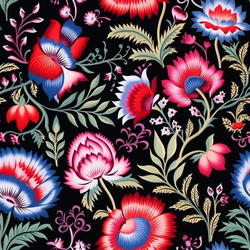 Vivid Repeating Fabric Floral Patterns Midjourney Prompt | PromptBase