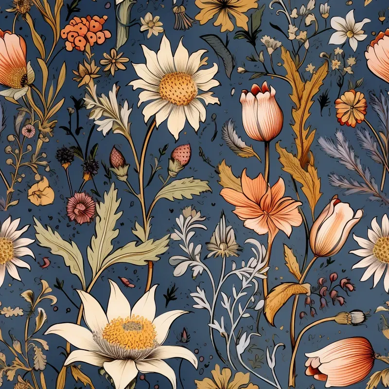 Medieval Style Seamless Floral Patterns Midjourney Prompt | PromptBase