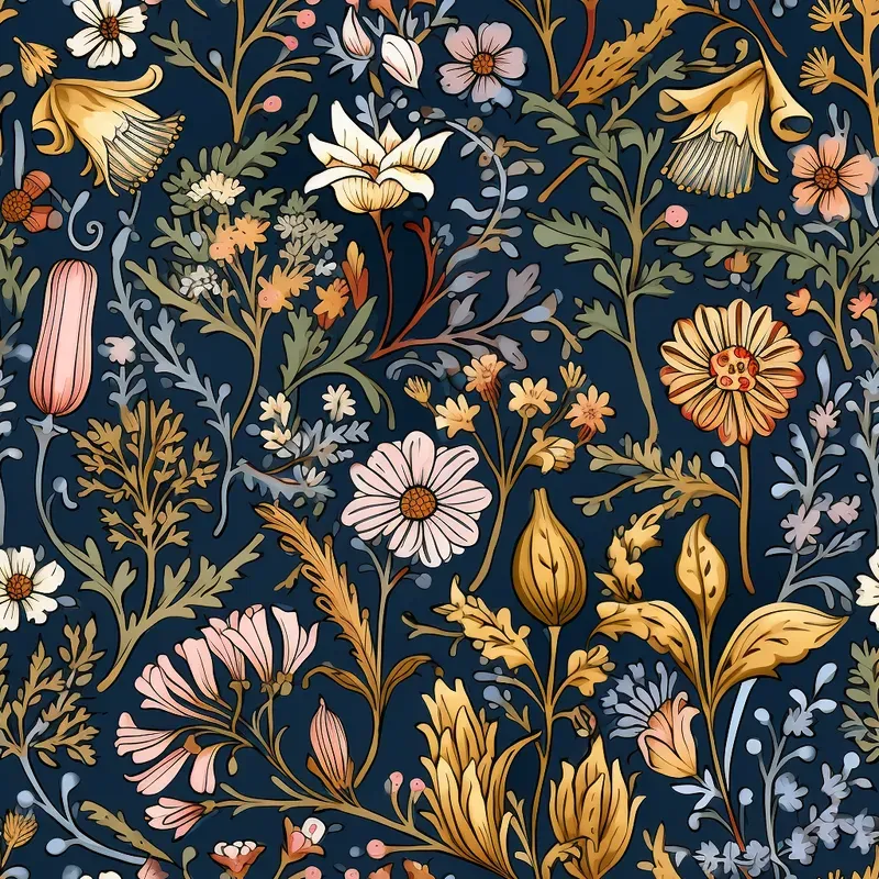 Medieval Style Seamless Floral Patterns Midjourney Prompt | PromptBase