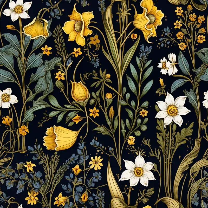 Medieval Style Seamless Floral Patterns Midjourney Prompt | PromptBase