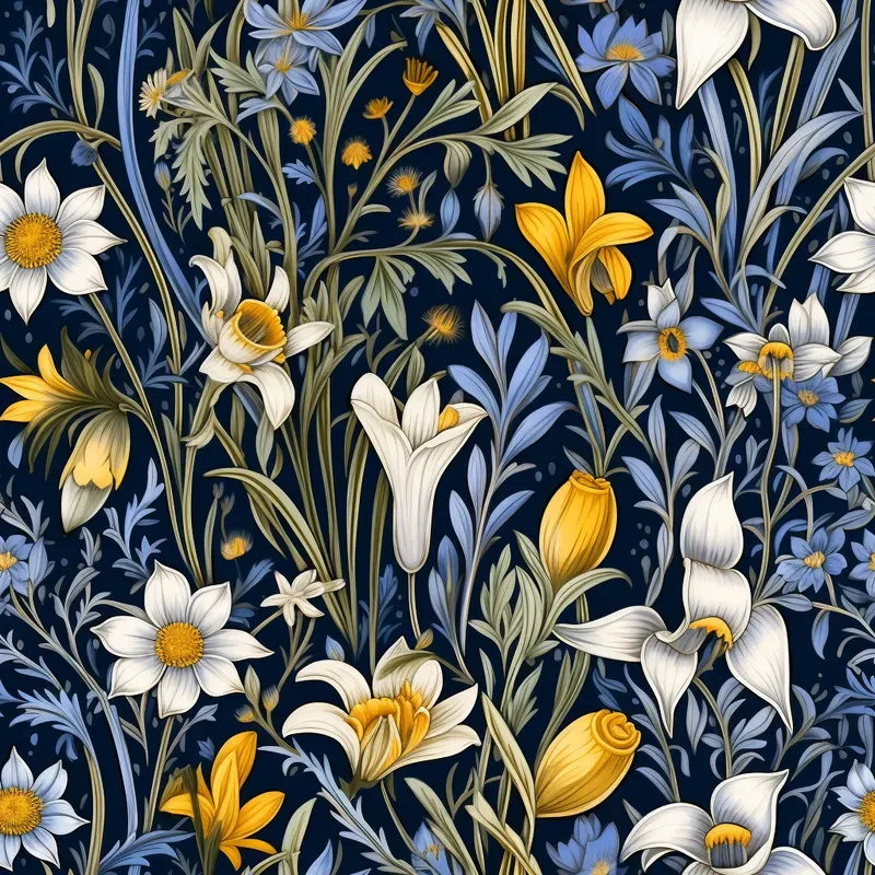 Medieval Style Seamless Floral Patterns Midjourney Prompt | PromptBase