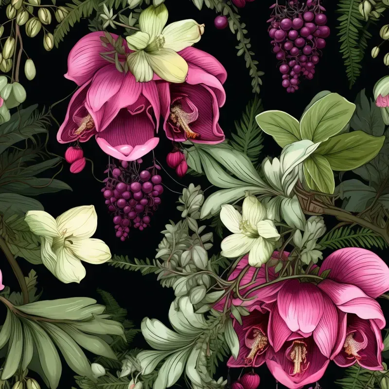 Mystical Bohemian Seamless Flora Pattern Midjourney Prompt | PromptBase