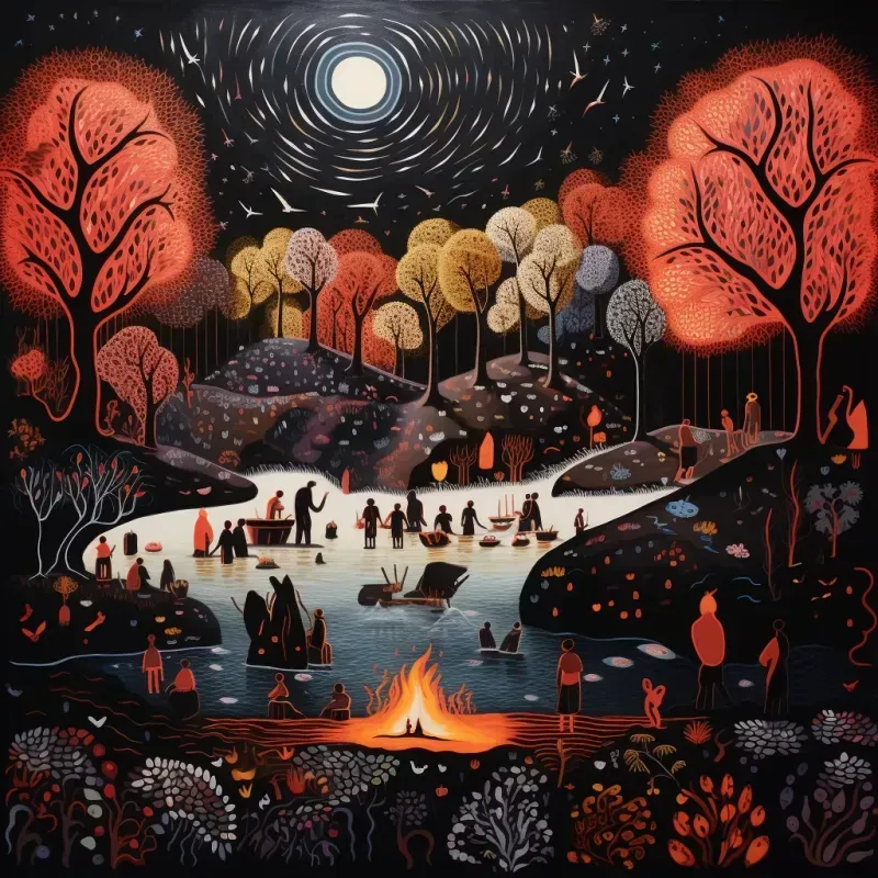 Dreamtime Aboriginal Inspired Art Midjourney Prompt | PromptBase