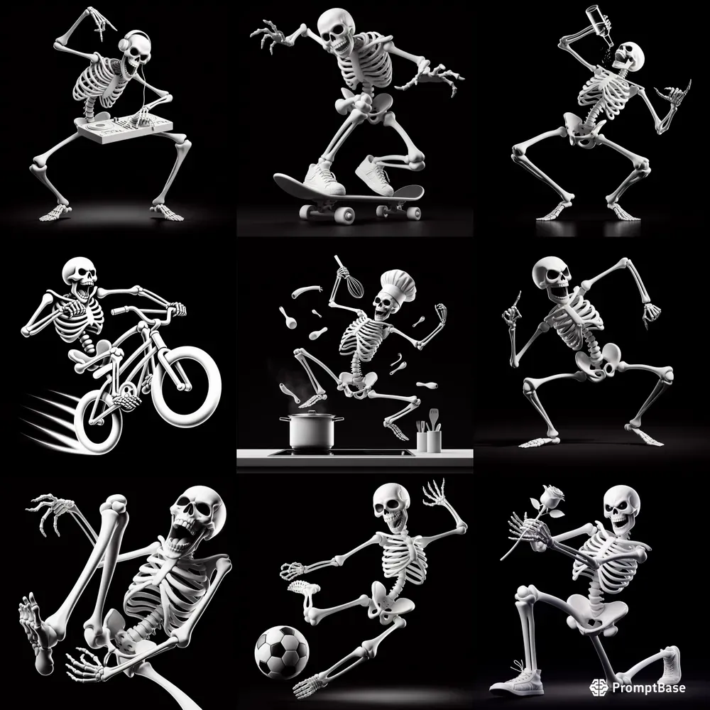 Funny Skeleton Vector Art DALL·E Prompt | PromptBase