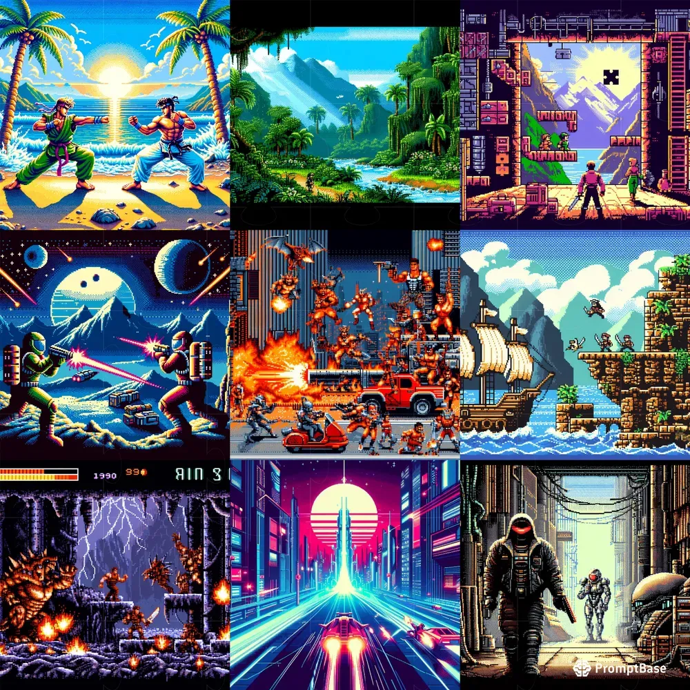 Retro Video Game Scenes DALL·E Prompt | PromptBase