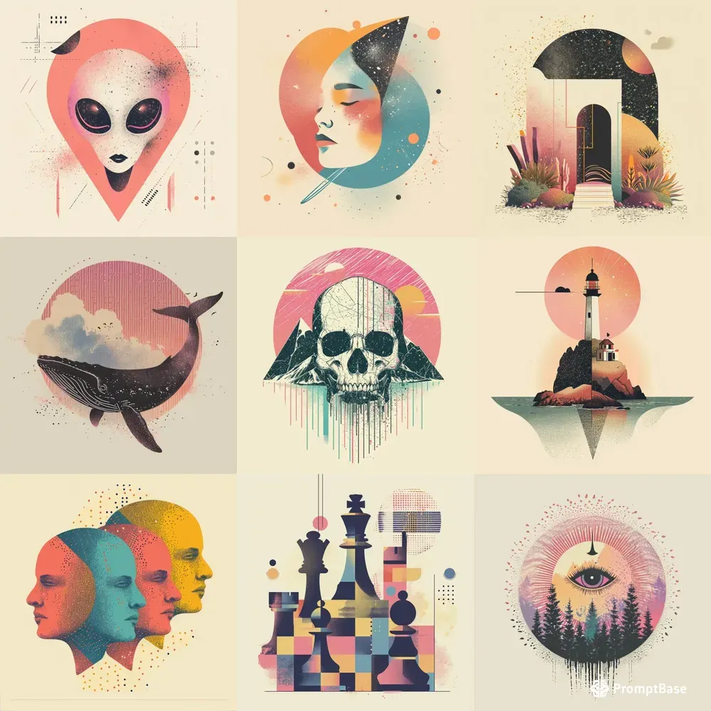 Pastel Vintage Riso Indie Album Cover Midjourney Prompt | PromptBase