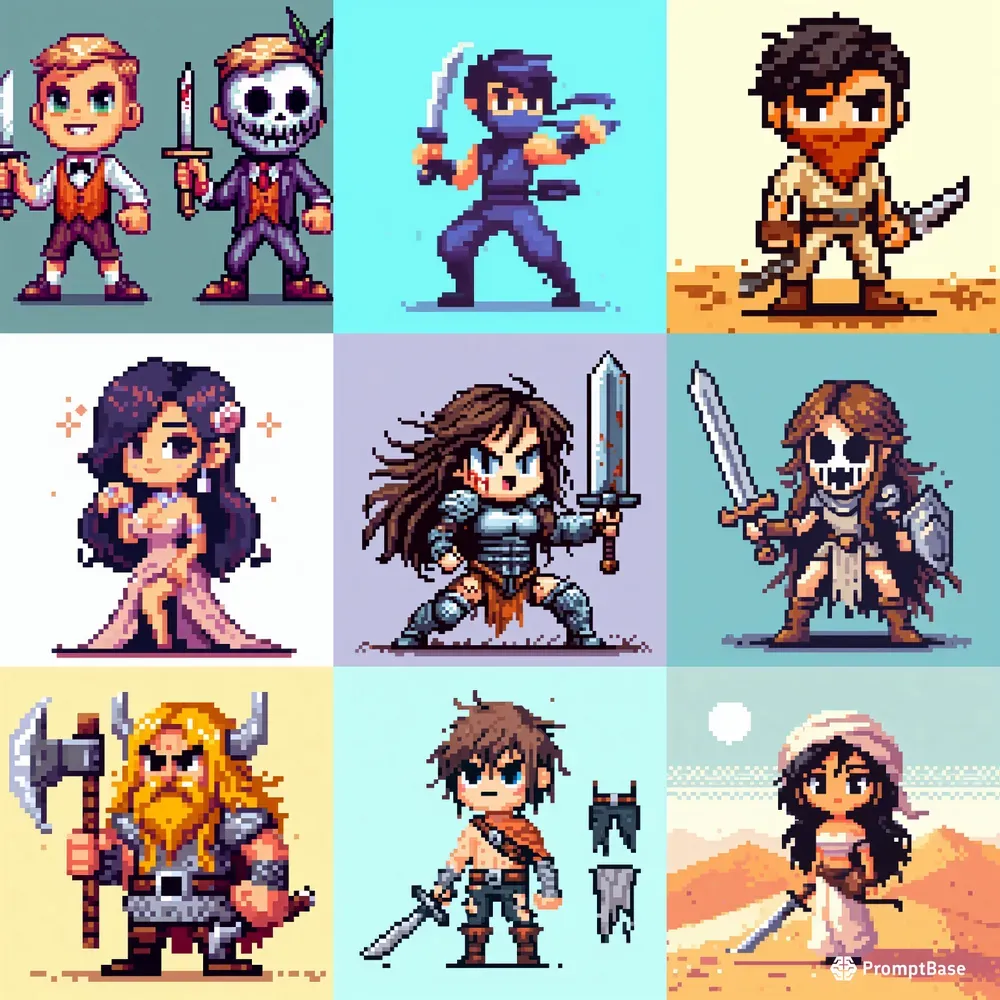 Pixel Art Model Characters DALL·E Prompt | PromptBase