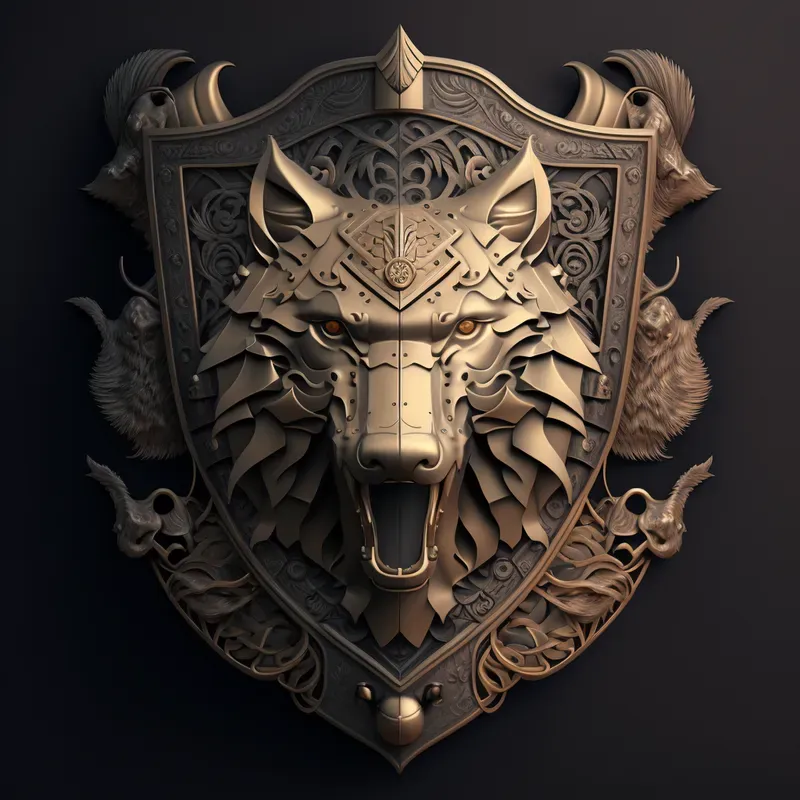 Ancient Animal Battle Crests Midjourney Prompt | PromptBase