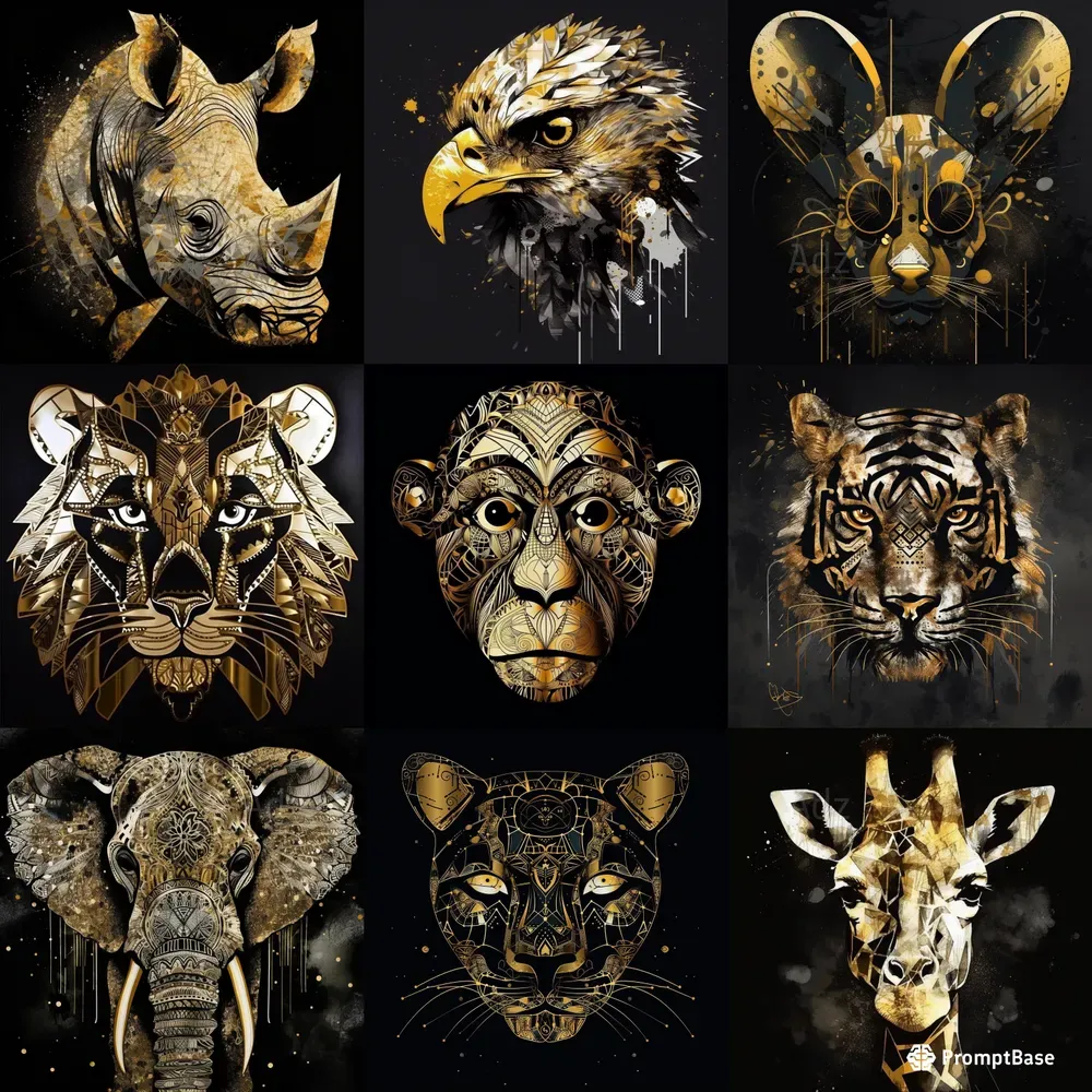 Gold Animal Emblem Midjourney Prompt | PromptBase