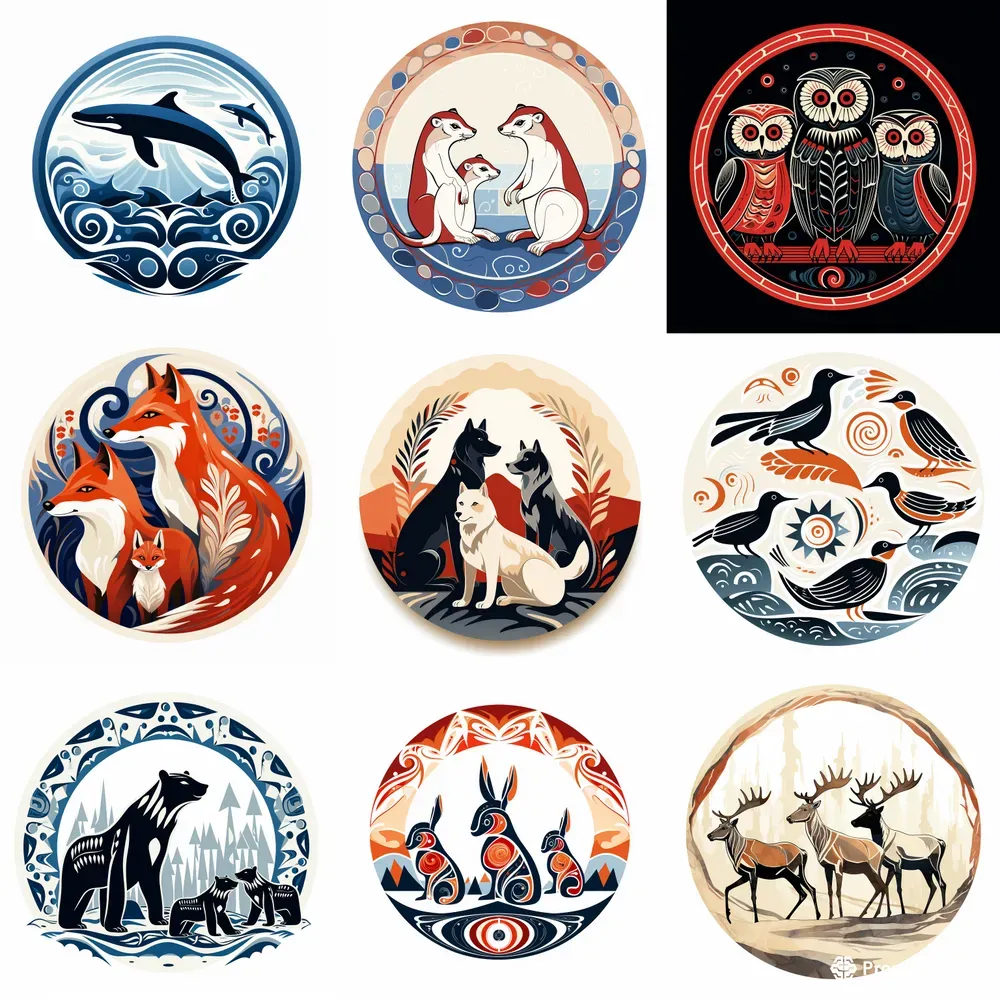 Inuit Style Animal Tshirts For Printing Midjourney Prompt | PromptBase